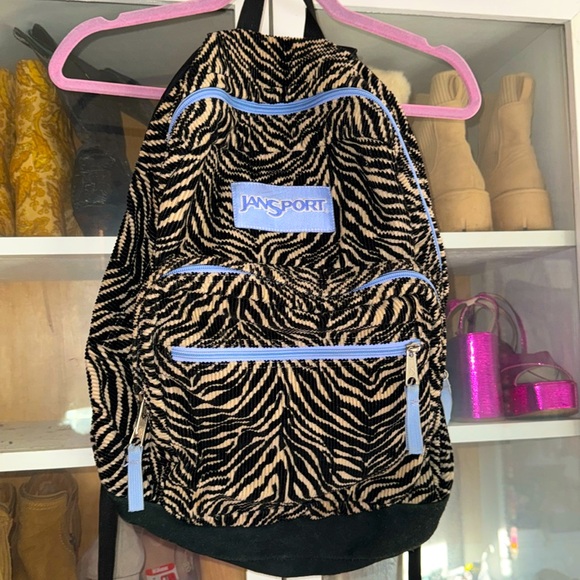 Jansport | Bags | Jansport Classic Corduroy Zebra Animal Print Black ...